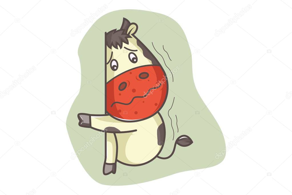 Vector ilustración de dibujos animados de vaca linda asustado y ...