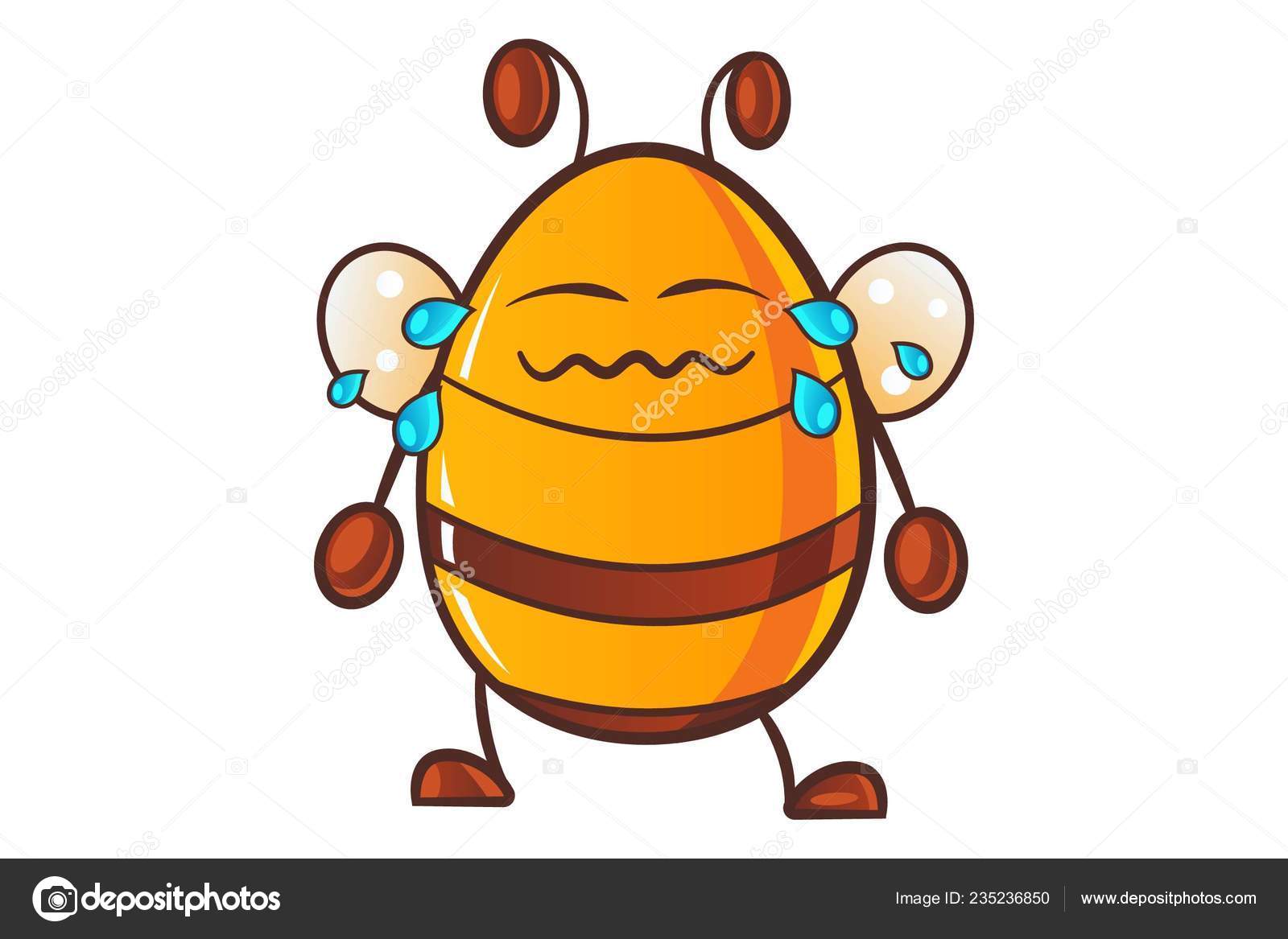 Vector Cartoon Illustration Cute Honey Bee Crying Isolated White ...
