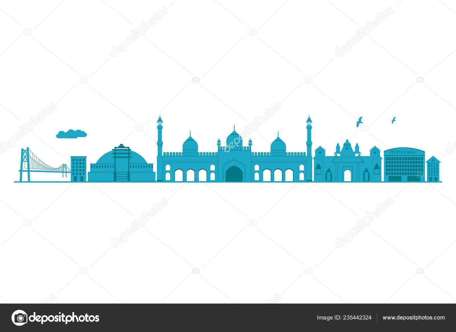 Bhopal Skyline Ilustración Vectorial Detallada Aislado Sobre Fondo ...
