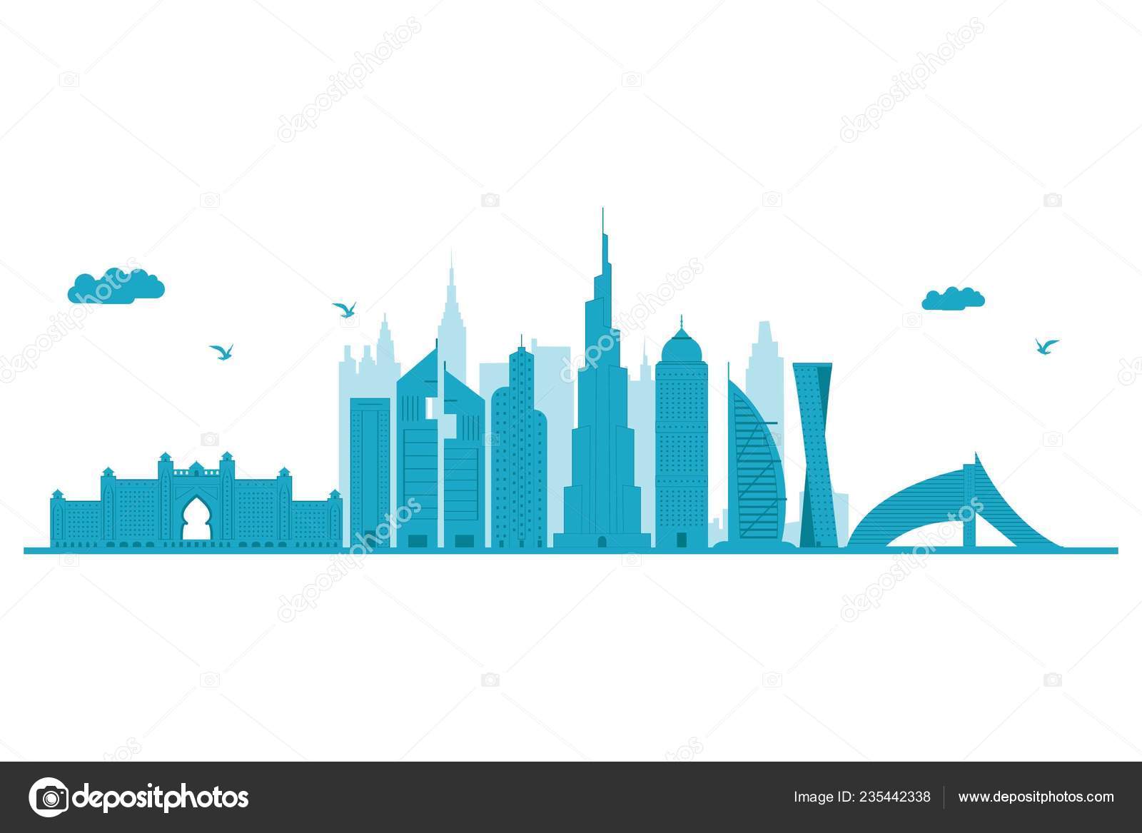 Dubai Skyline Detailed Vector Illustration Stock Vector by ©F1Digitals ...