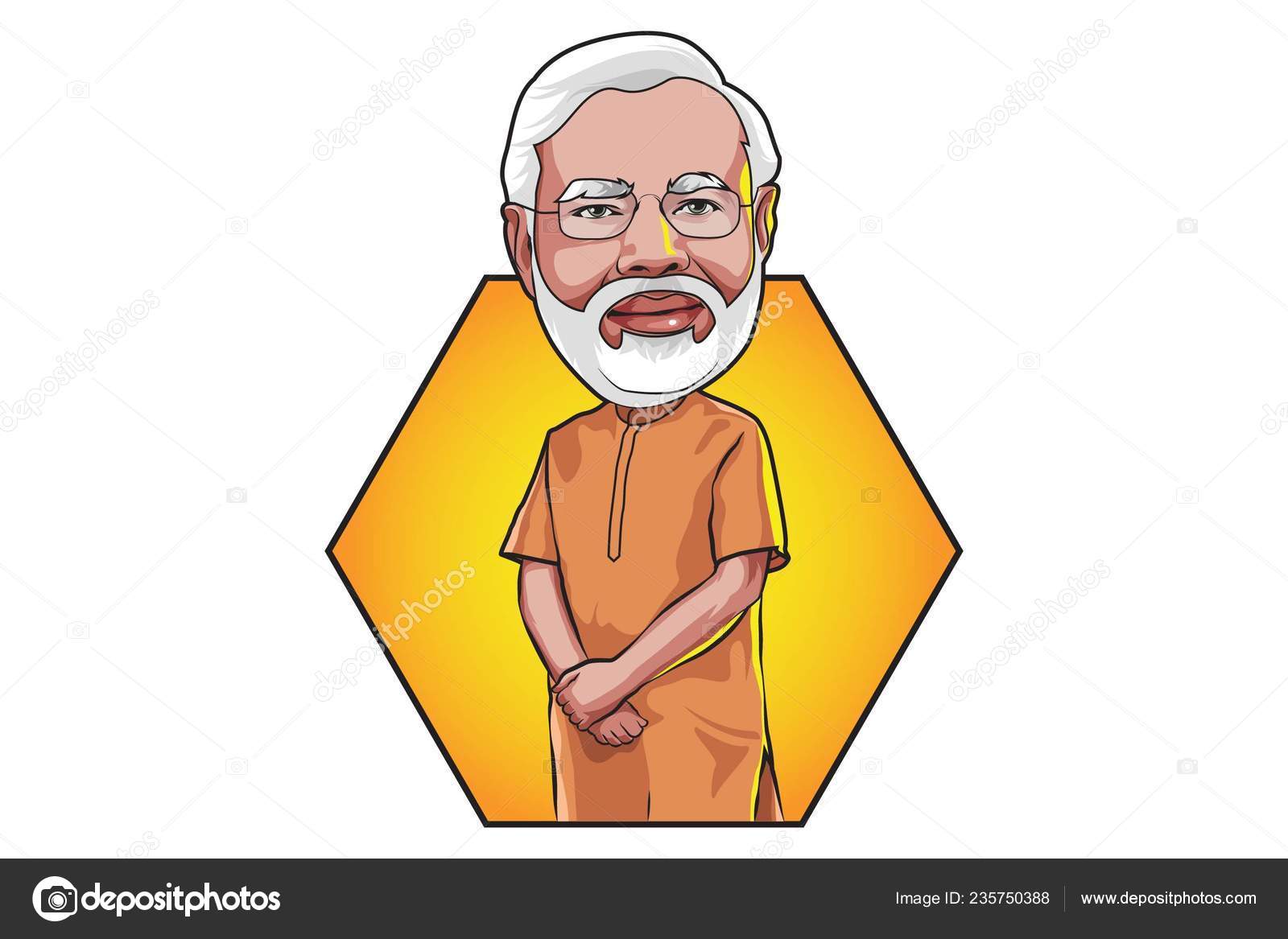 Vector Cartoon Illustration Cute Narendra Modi Talking, 40% OFF