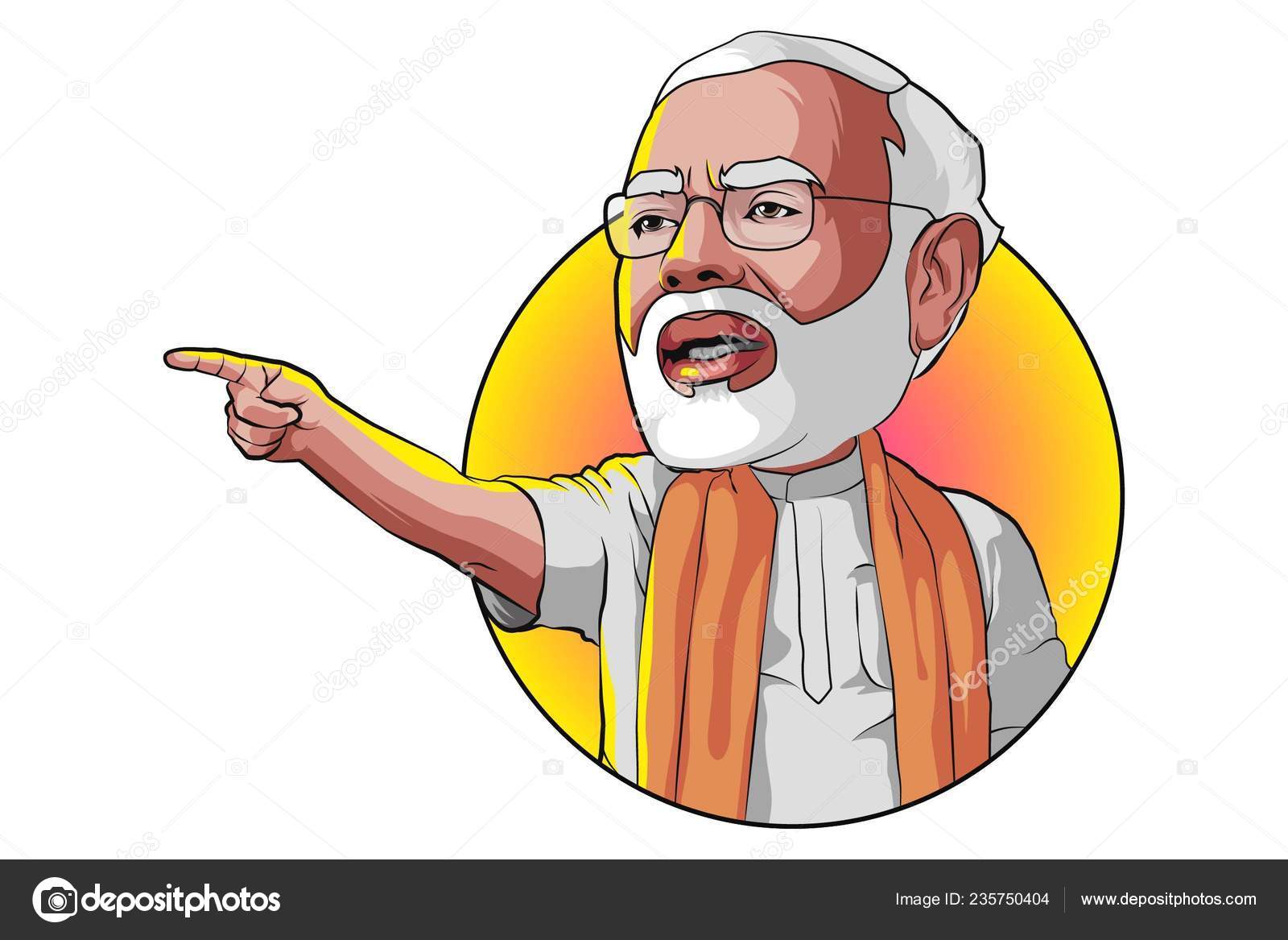 Vector Cartoon Illustration Cute Narendra Modi Isolated White ...