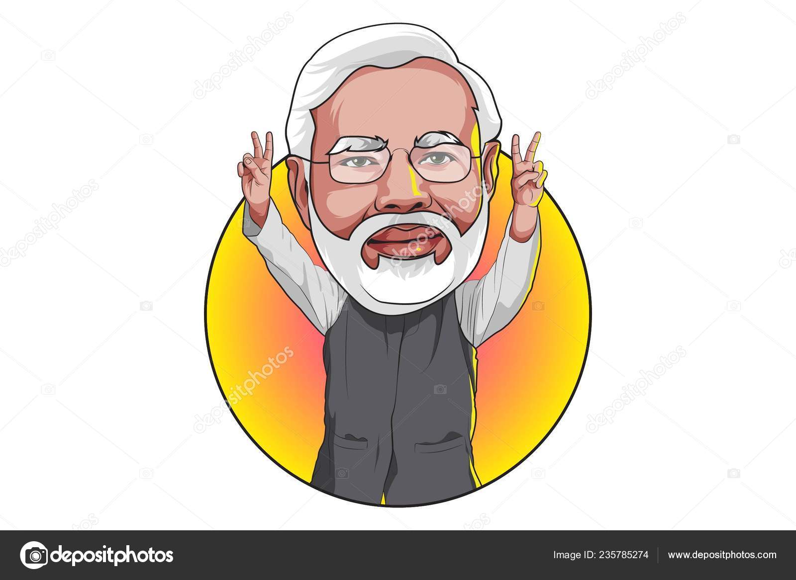 Vector Cartoon Illustration Cute Narendra Modi Isolated White ...