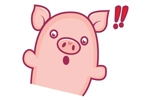 Vector Cartoon Illustration Cute Pig Sitting Isolated White Background ...