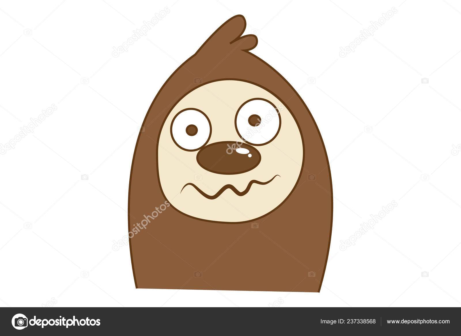 Vector Cartoon Illustration Cute Sloth Unhappy Isolated White ...