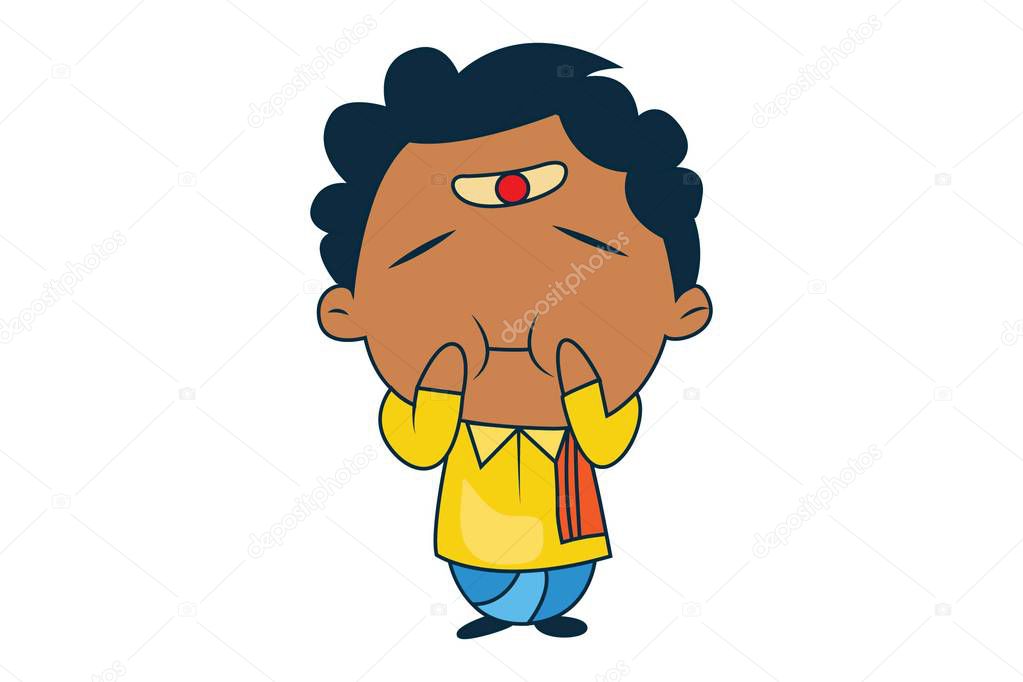 Ilustraci n de dibujos animados vectoriales del hombre indio del sur infeliz. Aislado sobre ...