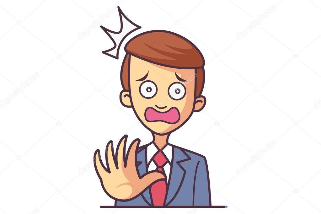 Ilustración Dibujos Animados Vectorial Lindo Hombre Negocios Asustado ...