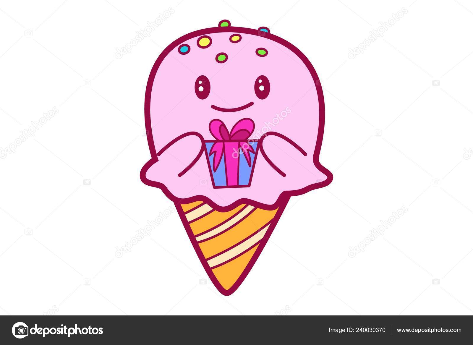 Vector Cartoon Illustration Ice Cream Box Isolated White Background ...