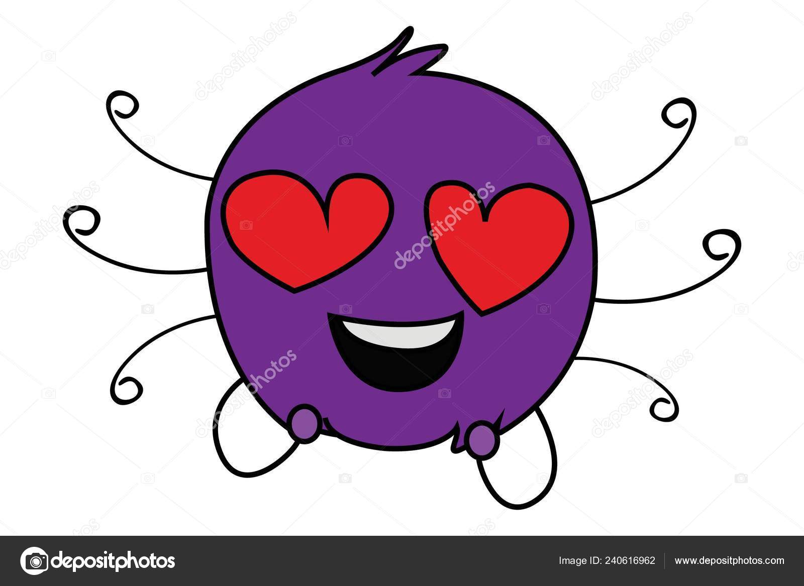 Vector Cartoon Illustration Cute Spider Love Isolated White Background ...