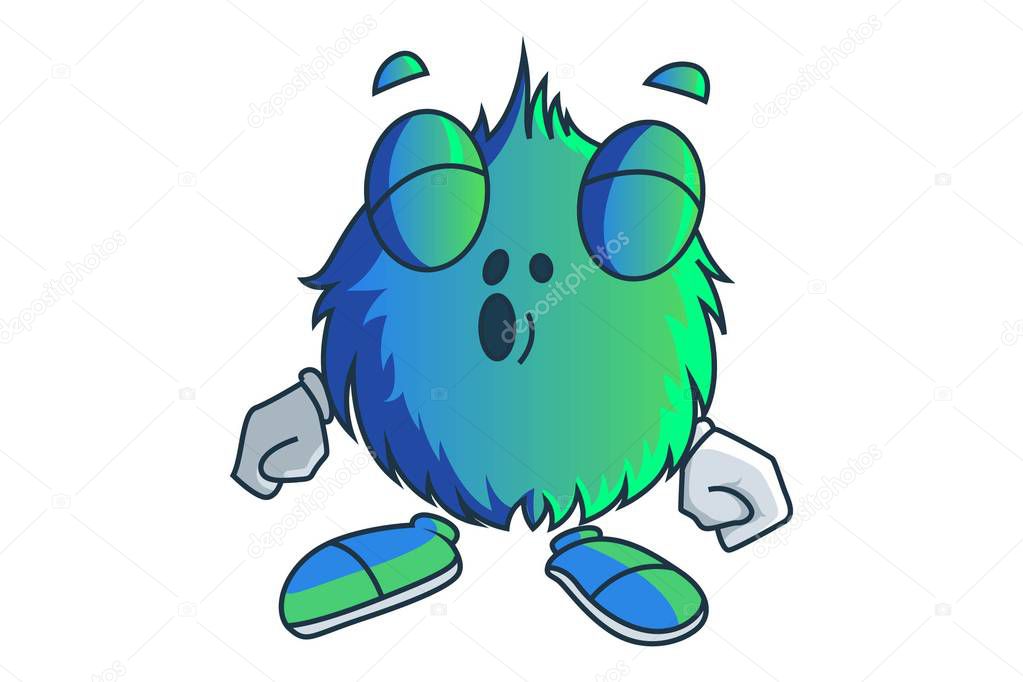 Monstruo lindo cansado. Ilustración vectorial. Aislado sobre fondo ...