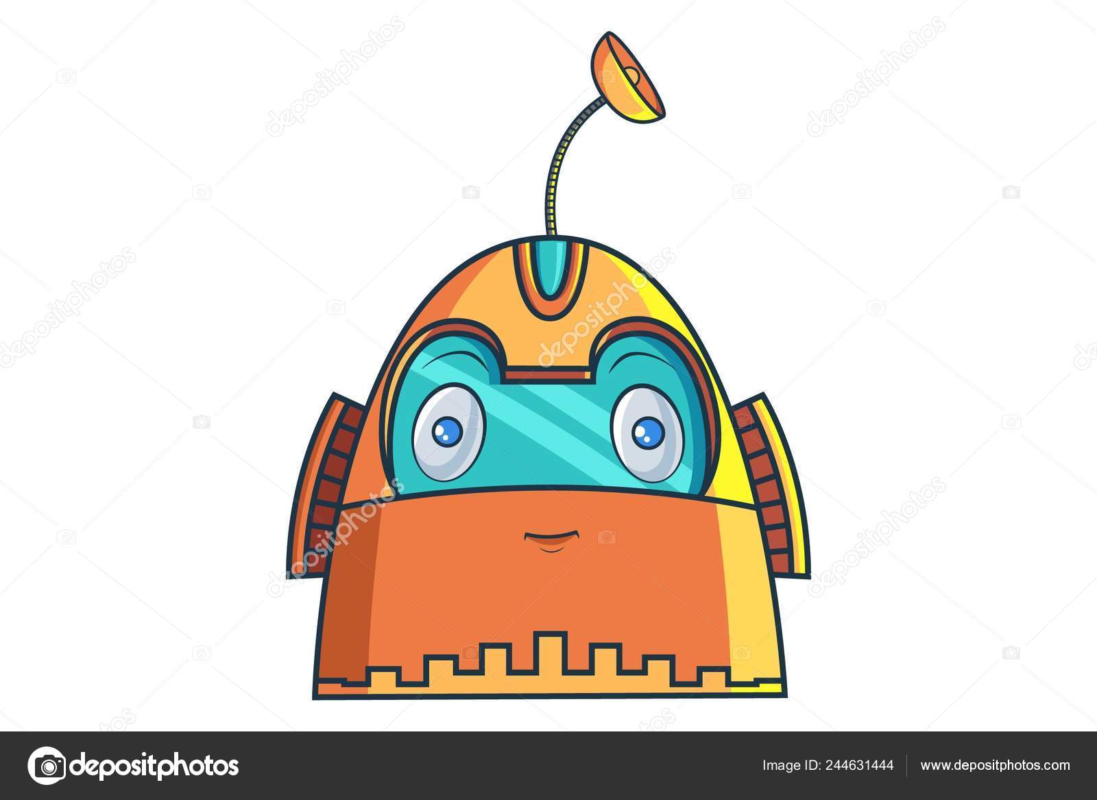 Cute Robot Happy Vector Illustration Isolated White Background Stock ...