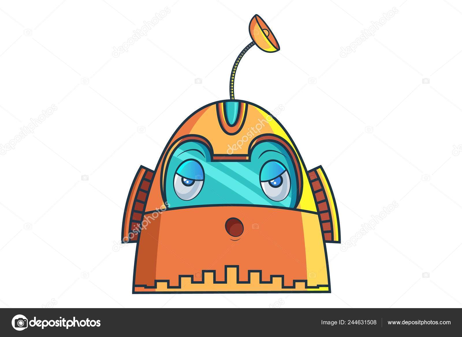 Cute Robot Tired Vector Illustration Isolated White Background Stock ...