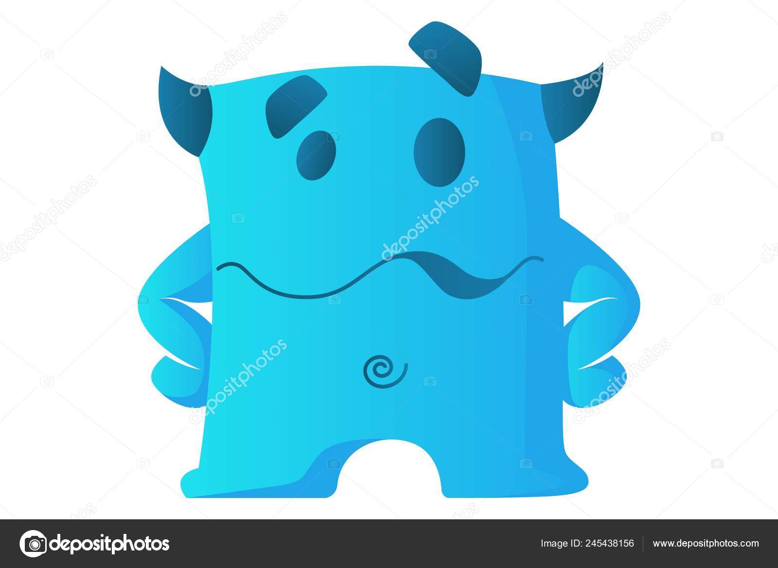 Niedlichen Blauen Monster Müde Vektor Cartoon Illustration Isoliert Auf ...