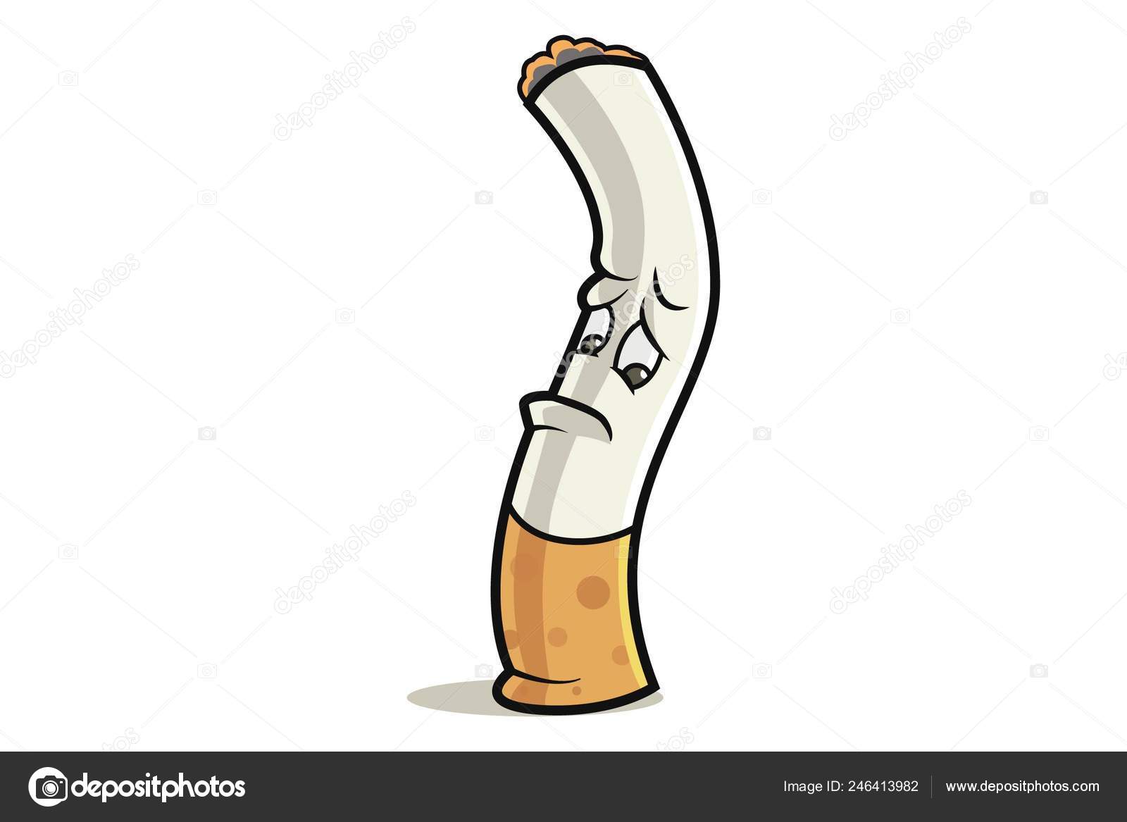 Ilustrasi Kartun Vektor Rokok Marah Terisolasi Pada Latar Belakang ...