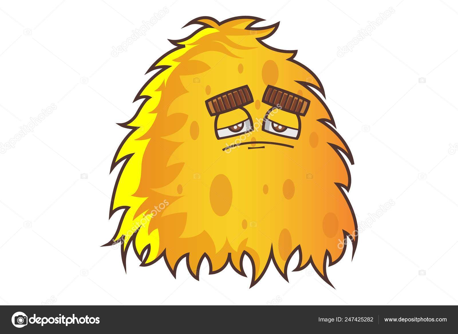 Vector Cartoon Illustration Cute Yellow Monster Sad Isolated White ...