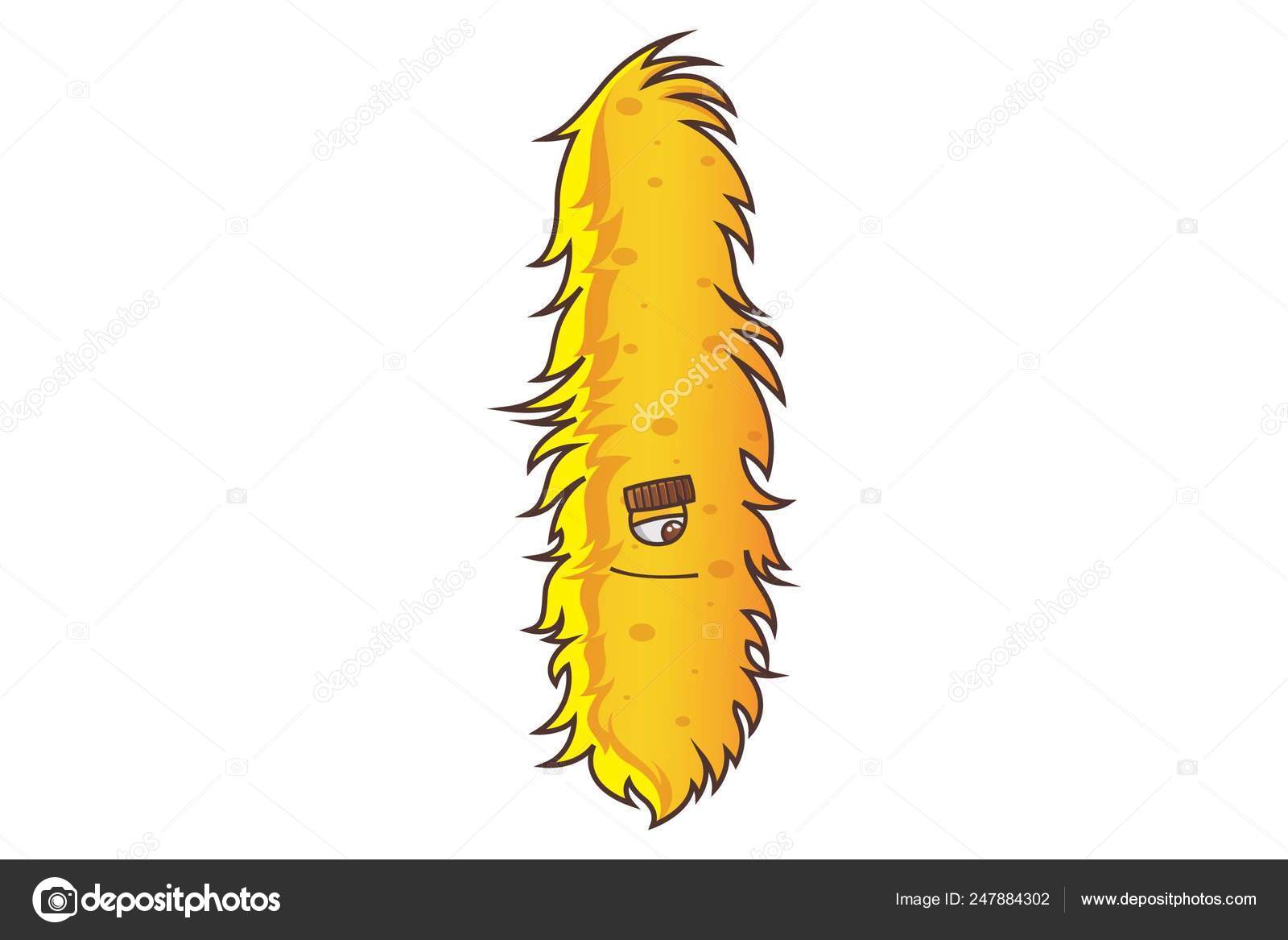 Vector Cartoon Illustration Yellow Monster Sad Isolated White ...