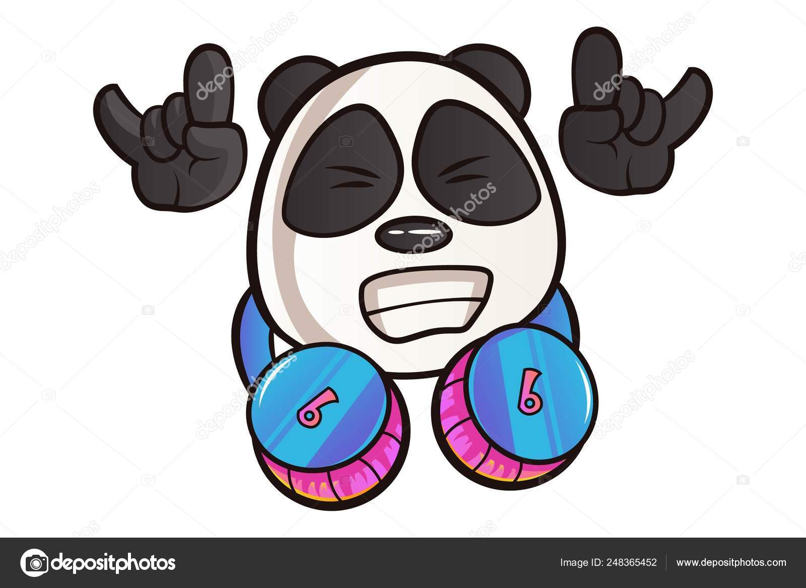 Cute Panda With Headphones Cute Panda Wearing Headphones" Sticker for ...