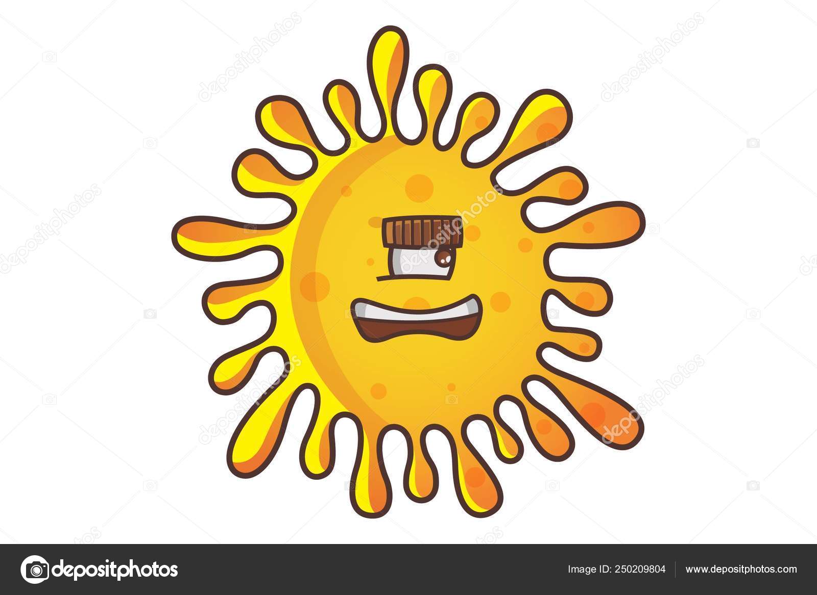 Vector Cartoon Illustration Cute Flower Monster Smiling Isolated White ...