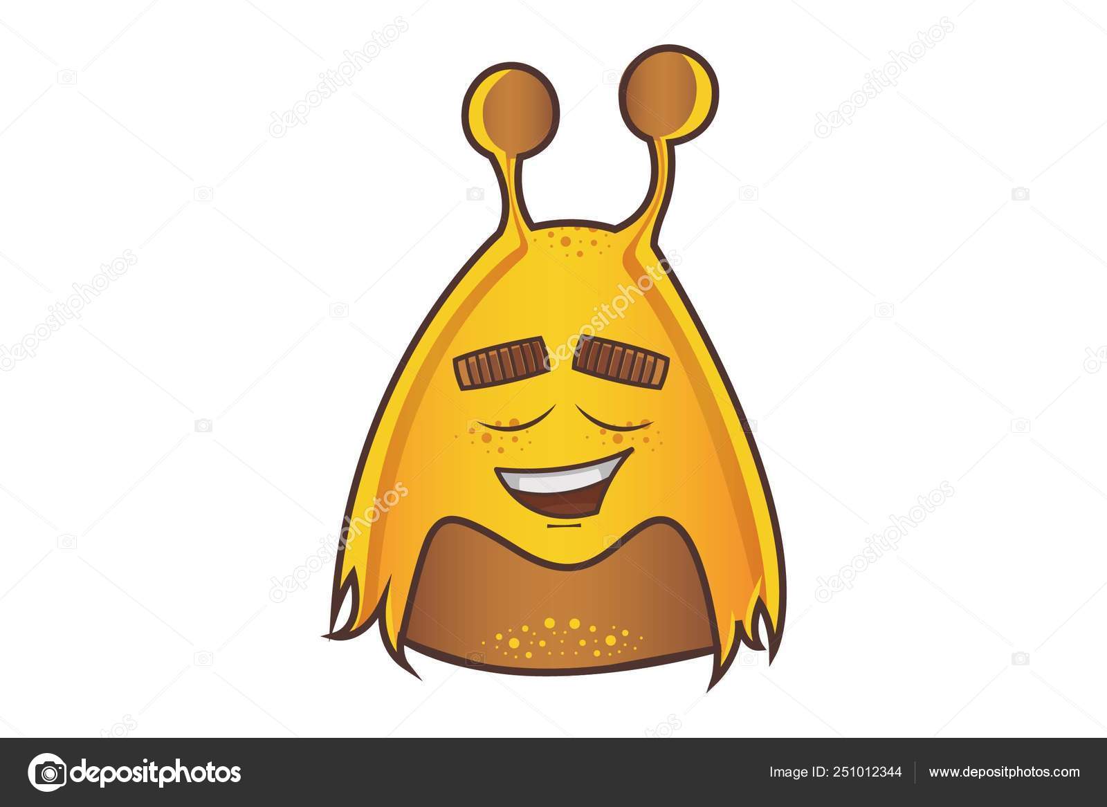 Vector Cartoon Illustration Yellow Monster Happy Isolated White ...
