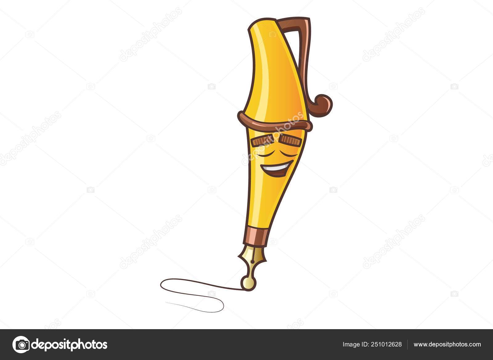 Vector Cartoon Illustration Cute Pen Laughing Isolated White Background ...