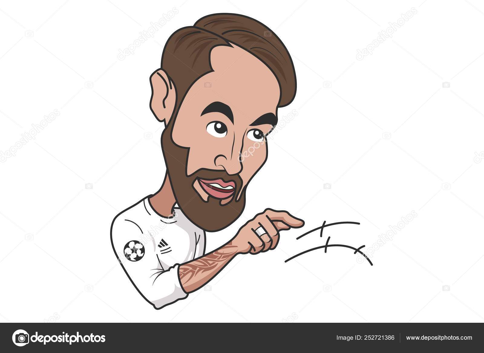 Vector Cartoon Illustration Cute Sergio Garcia Happy Isolated White ...