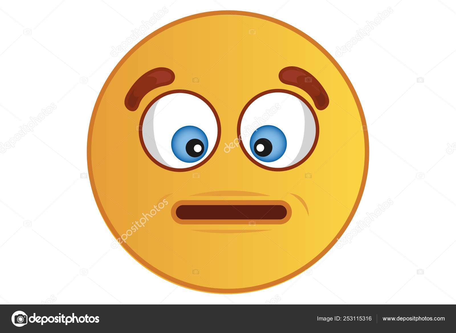 Vector Cartoon Illustration Cute Smiley Emoji Speechless Isolated White ...