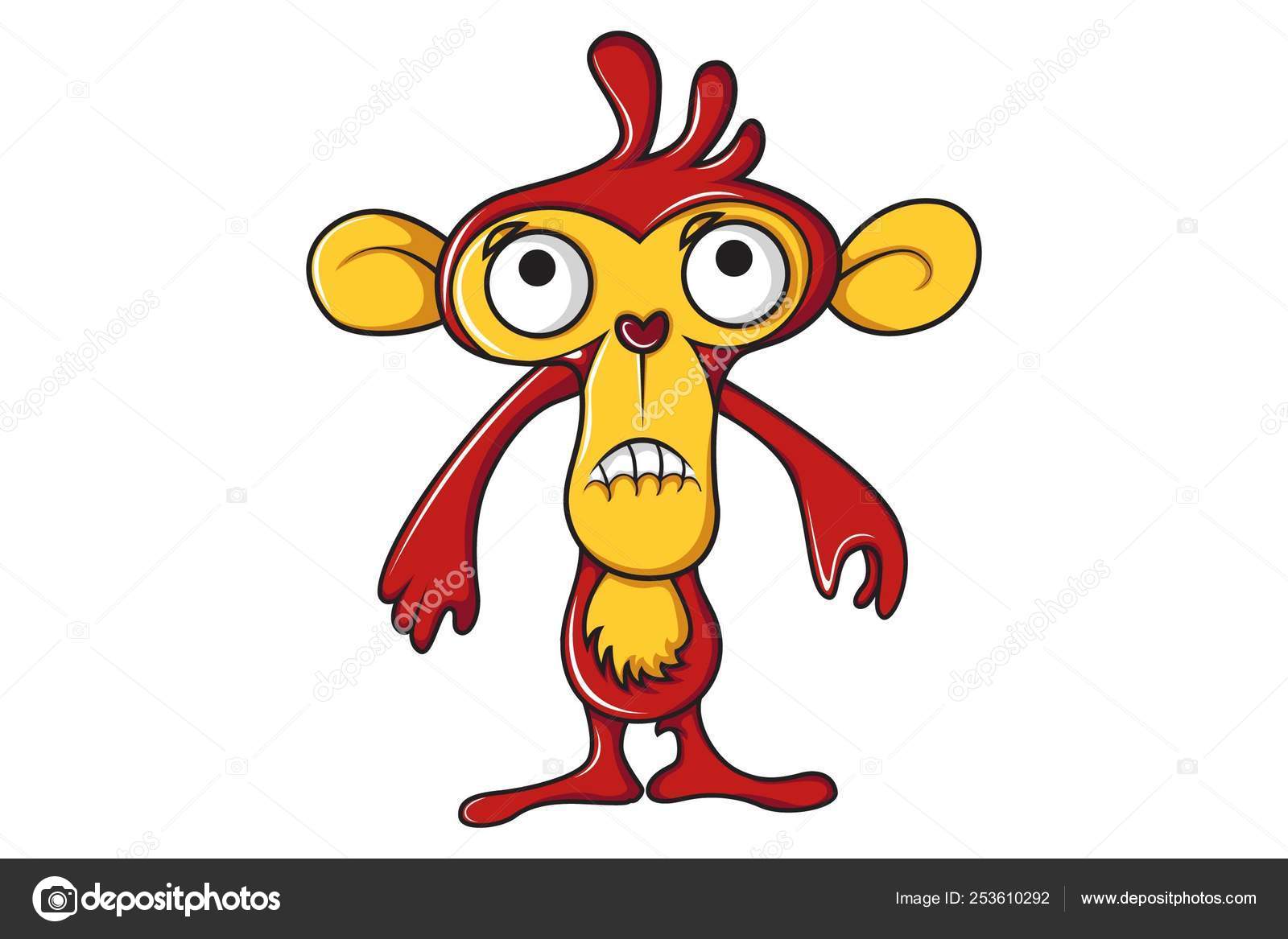 Vector Cartoon Illustration Cute Monkey Angry Isolated White Background ...