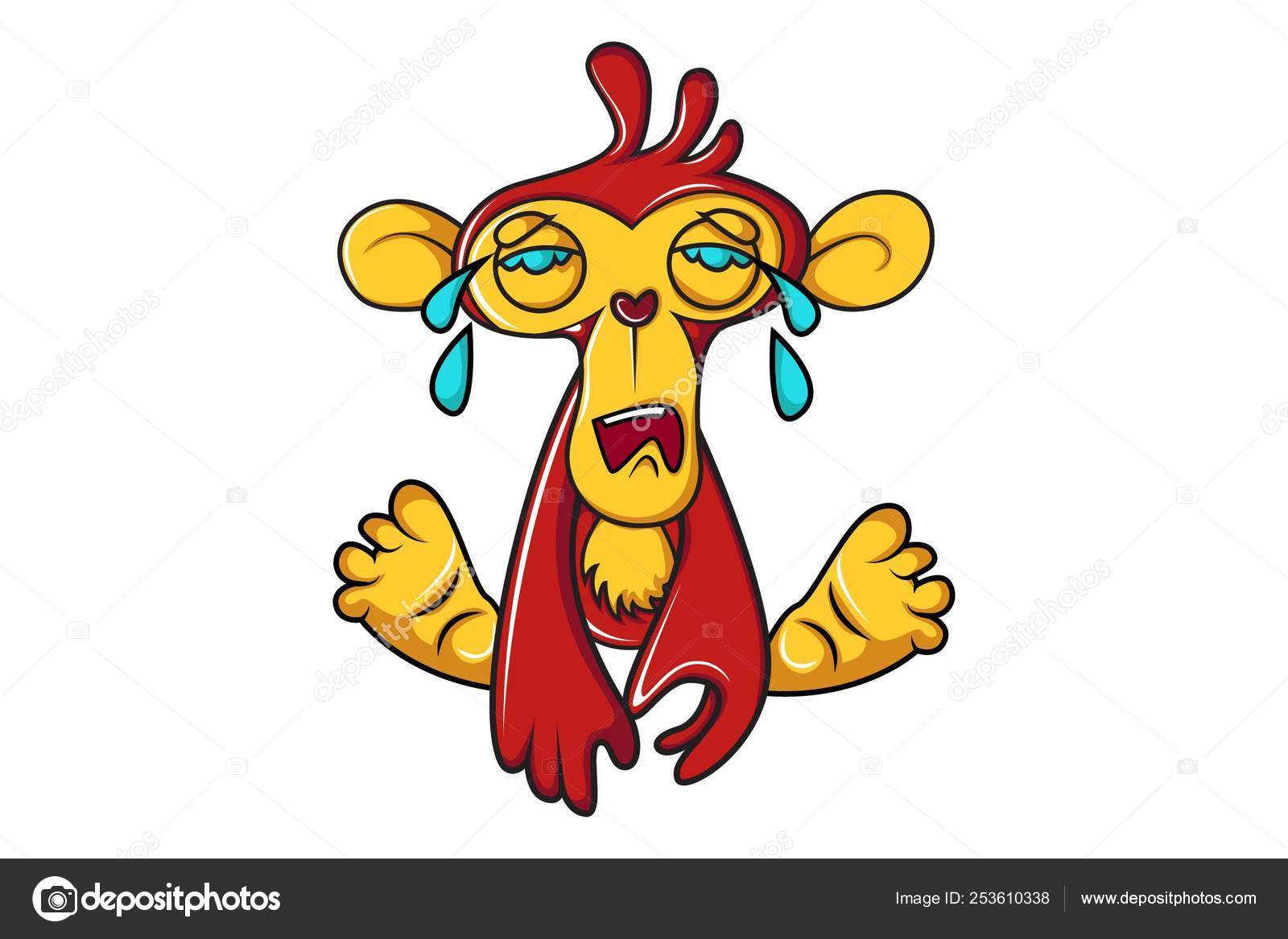 Ilustración Dibujos Animados Vectorial Mono Lindo Llorando Aislado ...