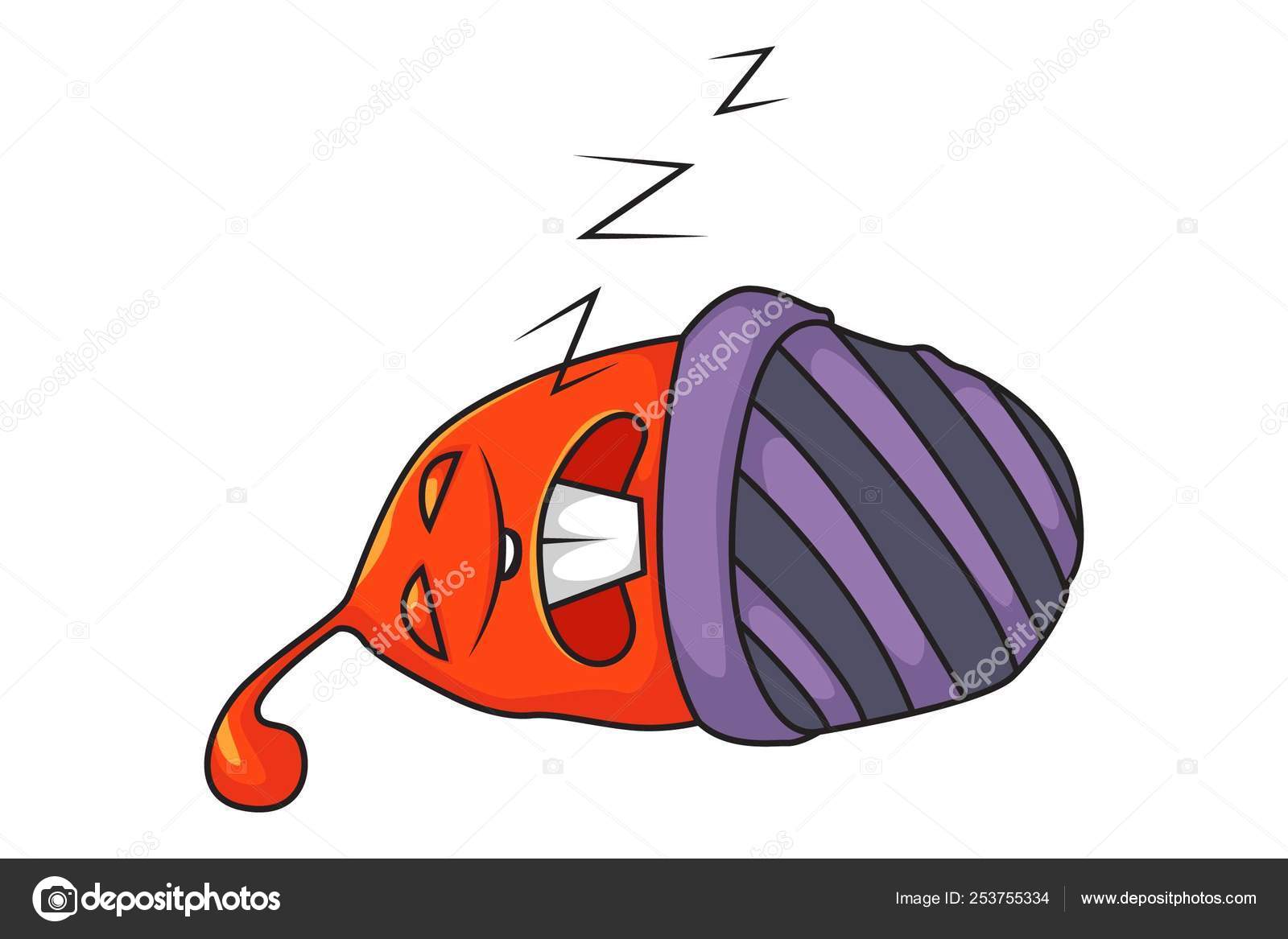 Vector Cartoon Illustration Orange Alien Sleeping Isolated White ...