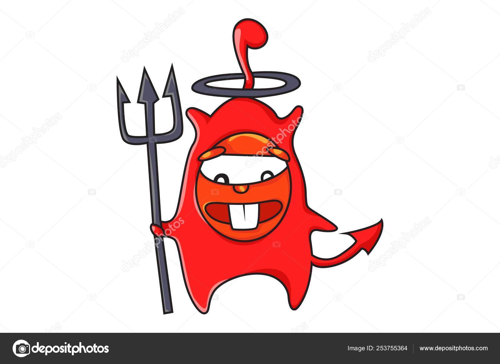 Vector Cartoon Illustration Orange Devil Alien Isolated White ...