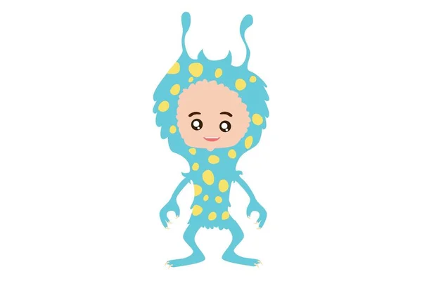 Vector Cartoon Illustration Blue Monster Sleeping Isolated White ...