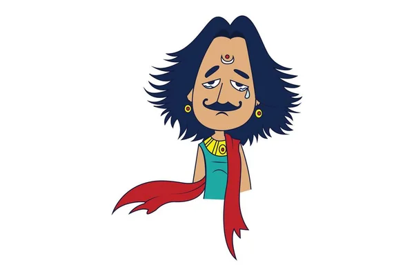 Vector Cartoon Illustration Arjuna Mahabharata Praying Lord Krishna ...