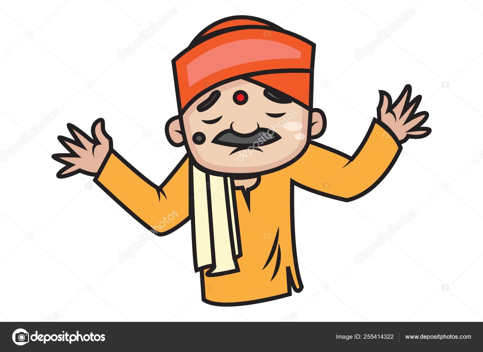 Vector Cartoon Illustration Cute Pandit Sad Isolated White Background ...