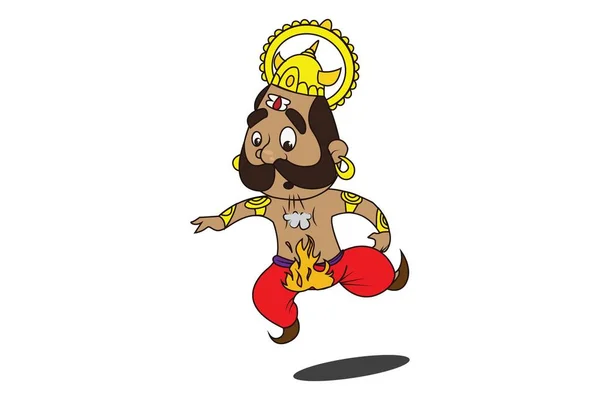 Vector Cartoon Illustration Ravan Burning Isolated White Background ⬇ ...