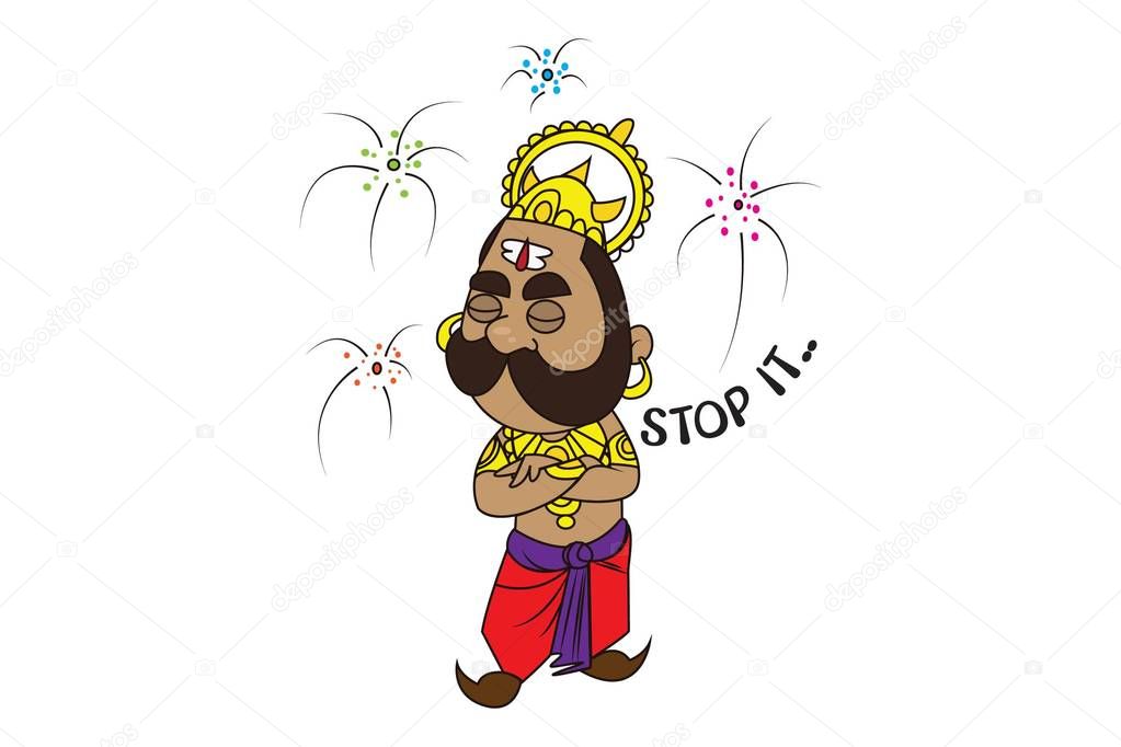 Ilustración de dibujos animados vectoriales de Ravan diciendo basta ...
