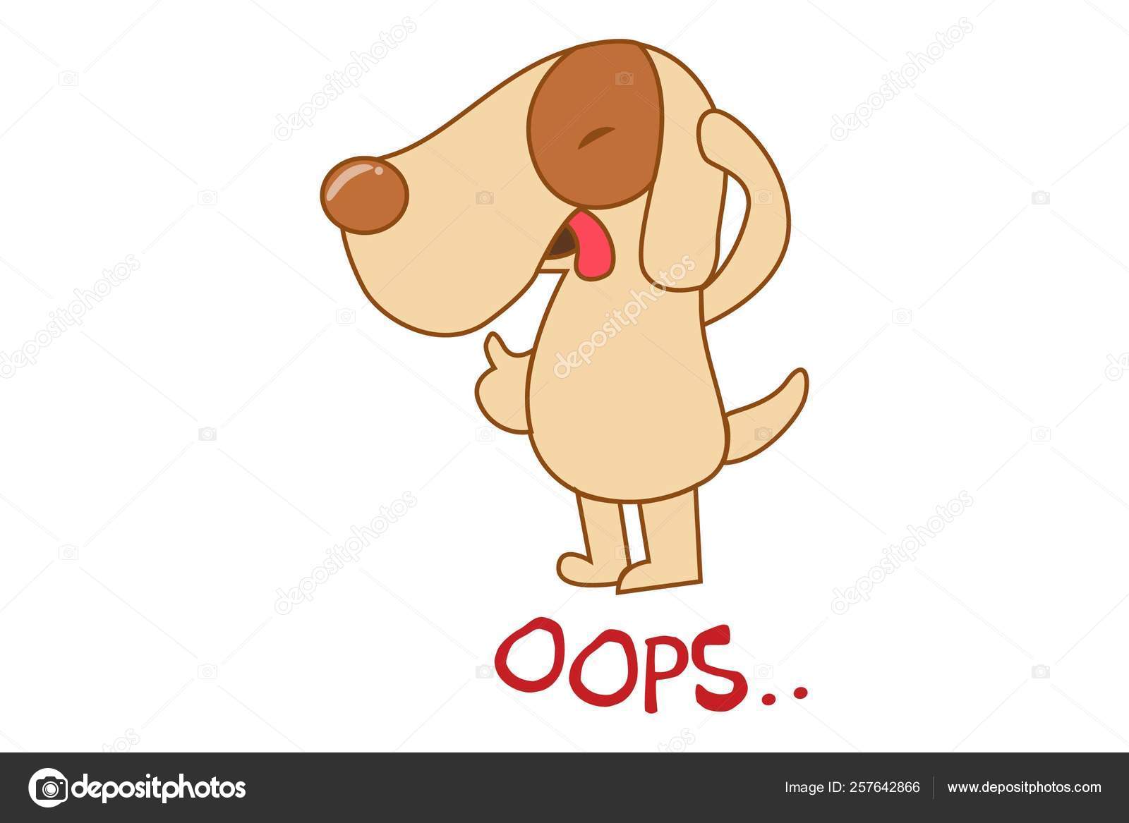 Vector Cartoon Illustration Cute Dog Saying Oops Isolated White ...