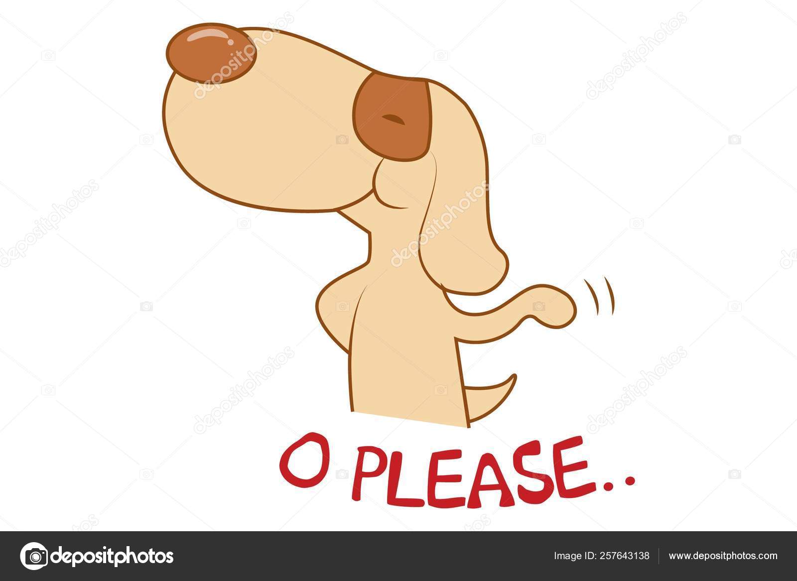 Vector Cartoon Illustration Cute Dog Saying Please Isolated White ...