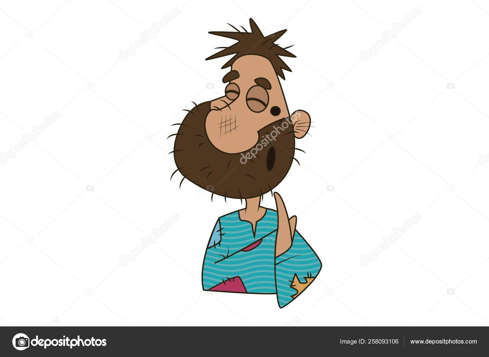 Ilustración Dibujos Animados Vectorial Mendigo Lindo Sonriendo Aislado ...