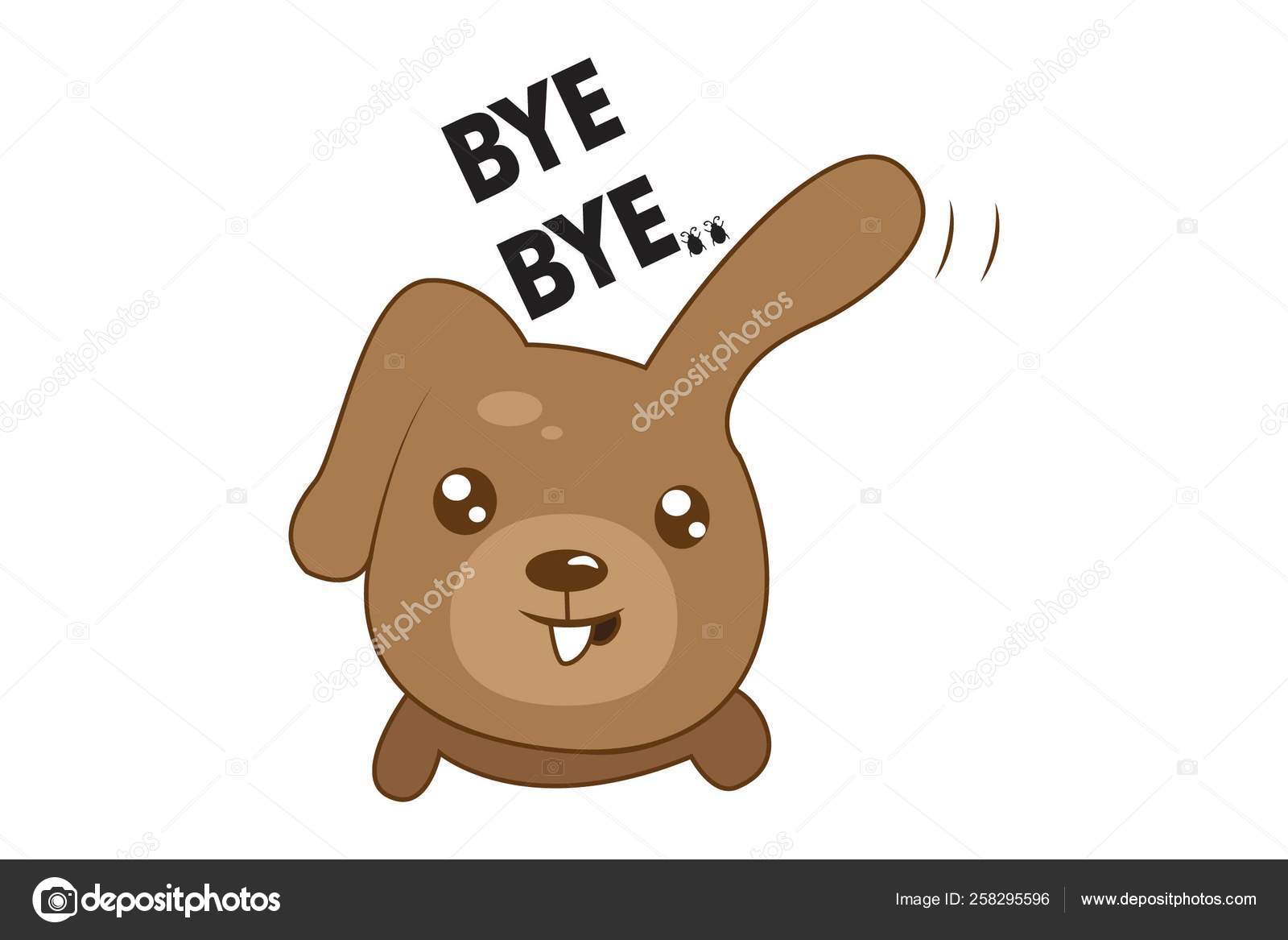 Ilustración Dibujos Animados Vectoriales Conejito Lindo Diciendo Adiós ...