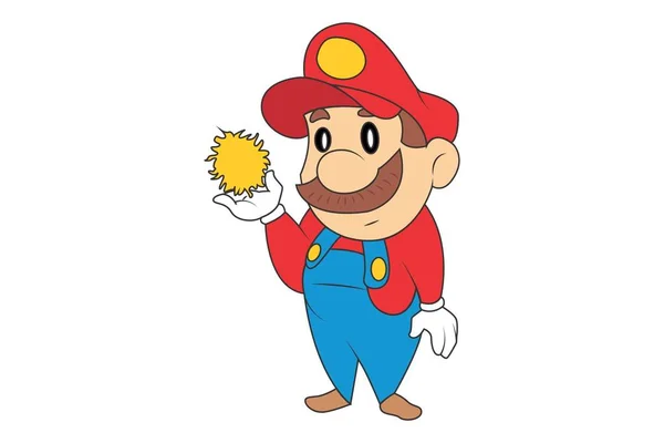 Vector Cartoon Illustration Cute Mario Colored Mushroom Isolated White ...