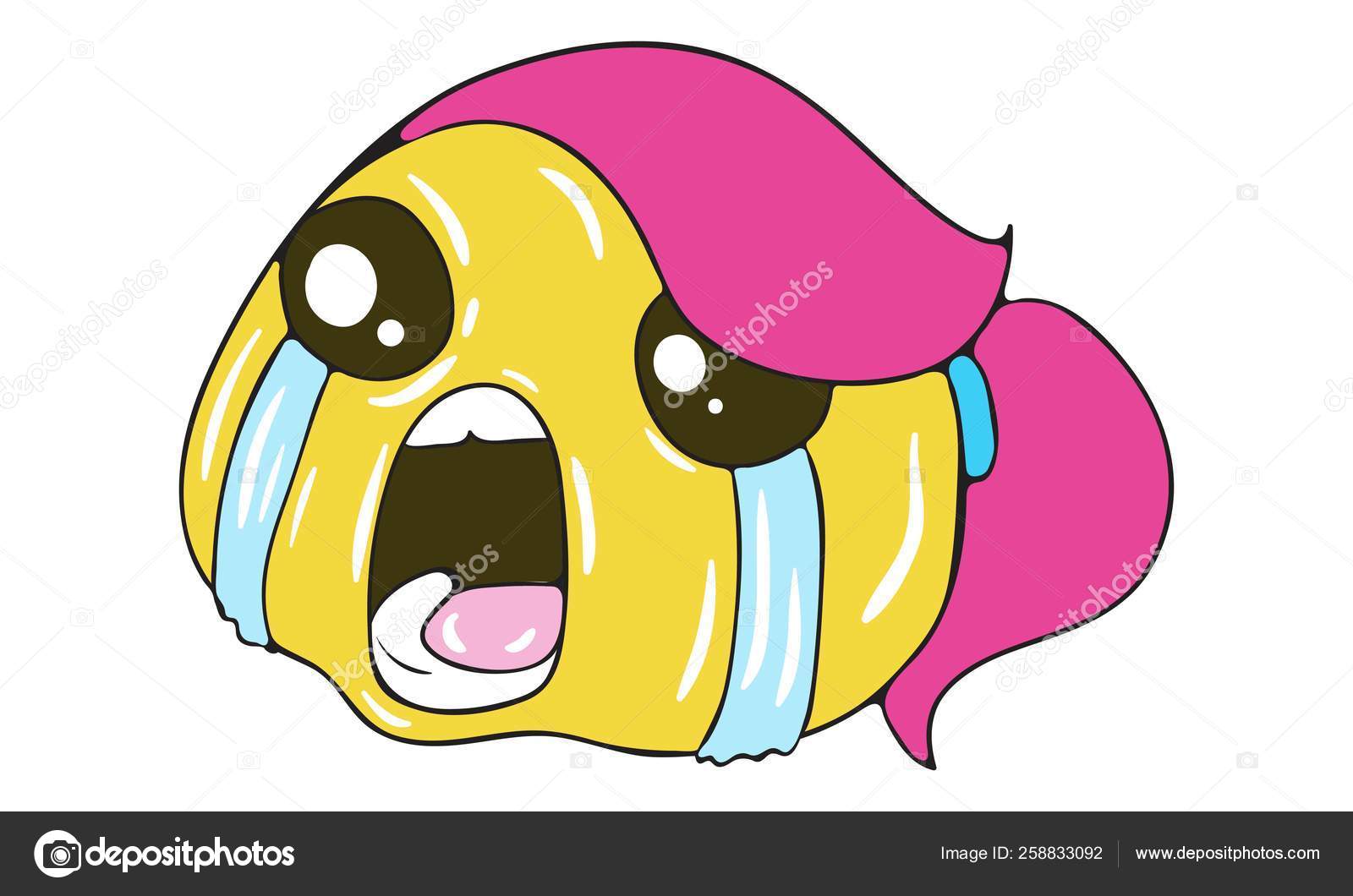 Vector Cartoon Illustration Yellow Smiley Crying Isolated White ...