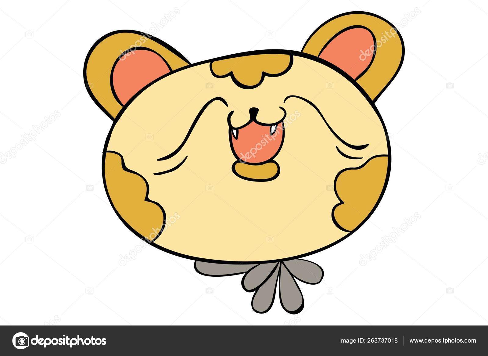 Vector Cartoon Illustration Cute Kitty Face Grinning Isolated White ...