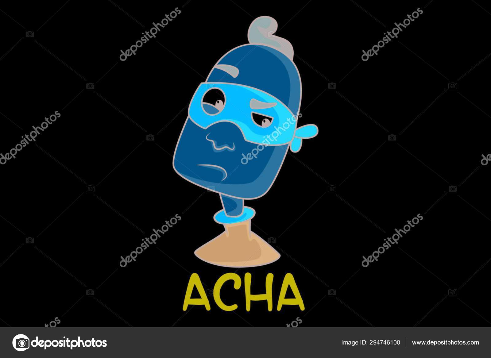 Vector Cartoon Illustration Mask Man Acha Text Translation Good ...