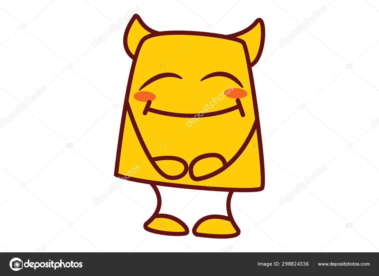 Vector Cartoon Illustration Yellow Monster Smiley Face Isolated White ...