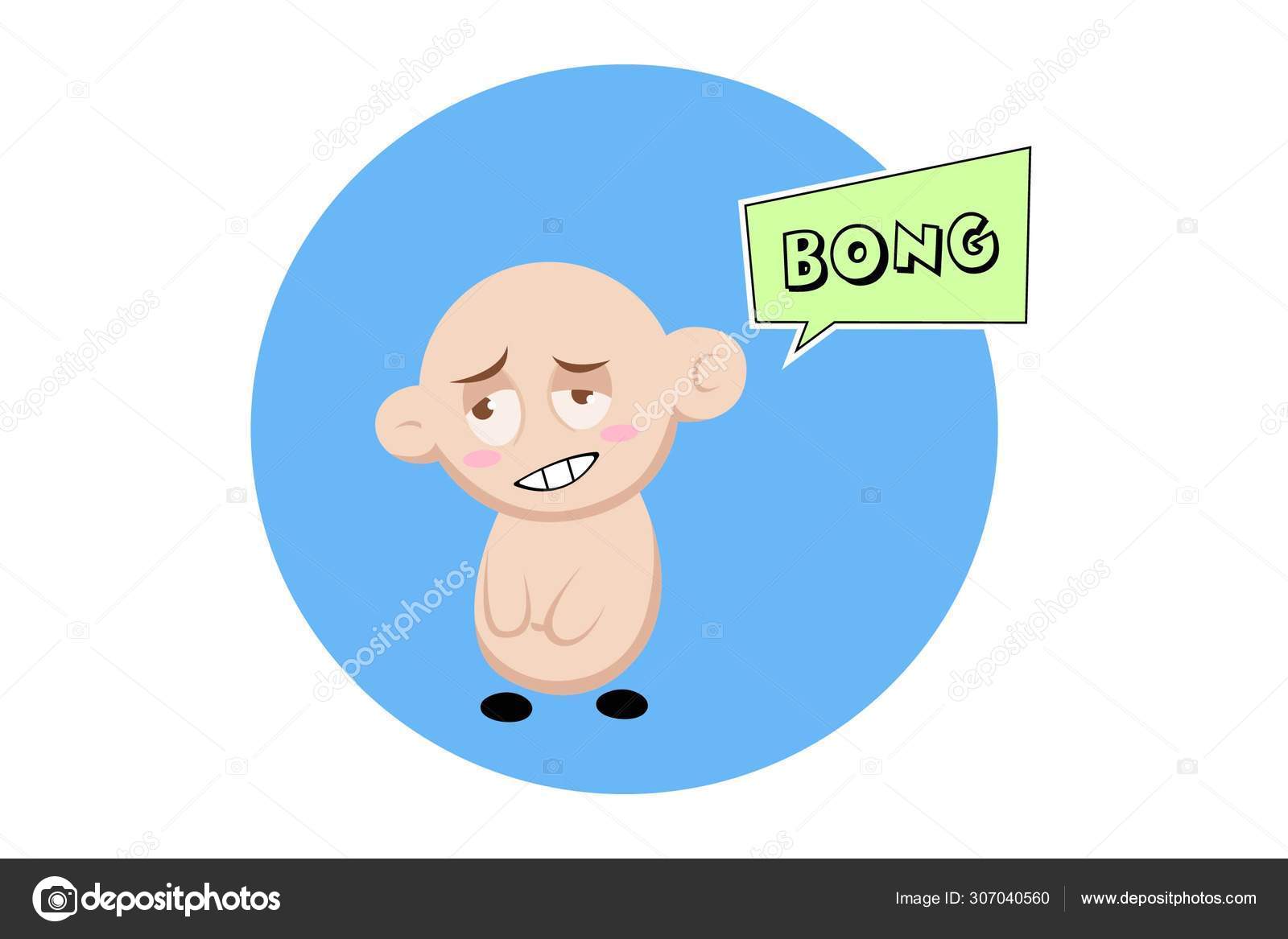 Vector Cartoon Illustration Cute Baby Lettering Bong Text Isolated ...