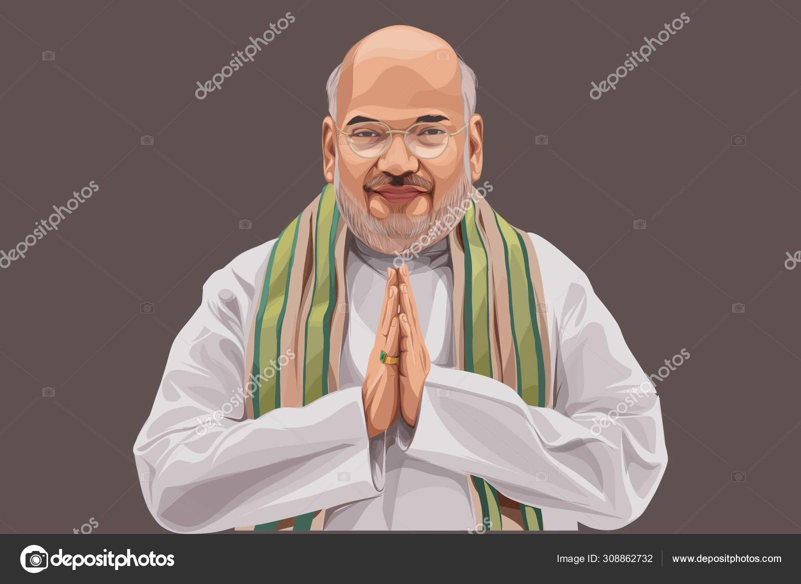 Vector Cartoon Illustration Indian Politician Amit Shah Greet Hand ...