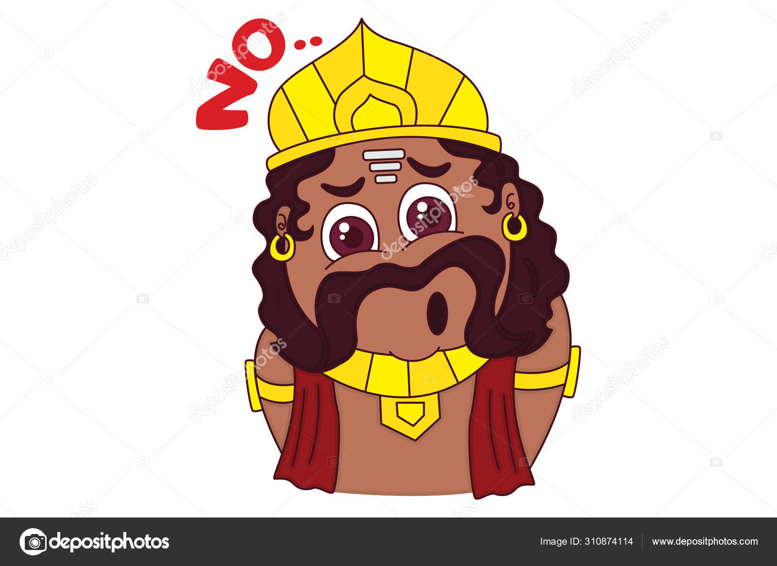 Vector Cartoon Illustration Ravan Saying Isolated White Background ...