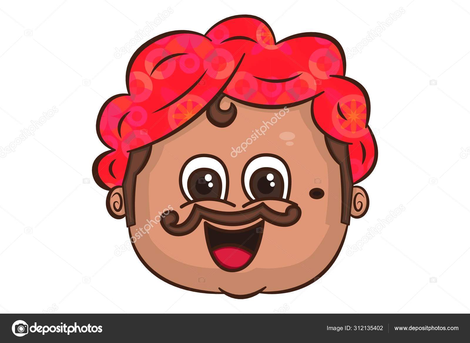 Vector Cartoon Illustration Indian Uncle Face Happy Isolated White ...