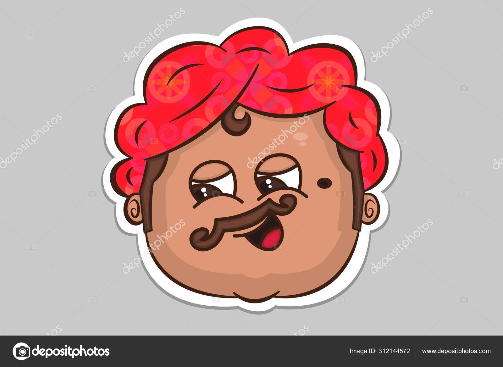 Vector Cartoon Illustration Indian Uncle Face Isolated Grey Background ...
