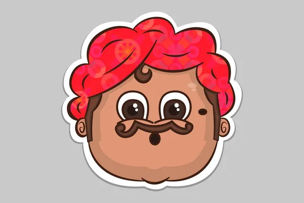 Vector Cartoon Illustration Indian Uncle Face Isolated Grey Background ...